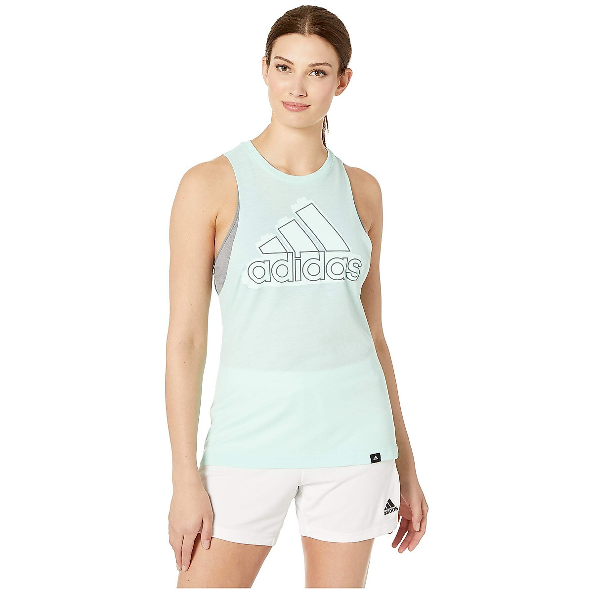 adidas Women's Tonal Badge of Sport Muscle Tee, Clear Mint, X-Small