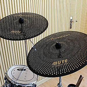 Arborea Low Volume Cymbal Pack Black 14"hi-hat+16"crash+18"crash+20"ride 5 Pieces Practice Mute Cymbal Set for Drums