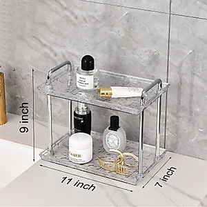 DEYIZY 2-Tier Bathroom Counter Organizer - Vanity Shelf for Cosmetics & Toiletries. Easy Assembly, Ideal for Sink Area, Countertops, & Under Sink Storage (Transparent)