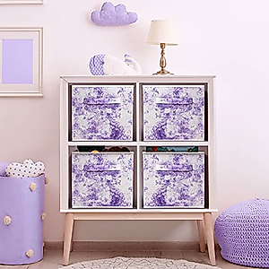 Sorbus Cube Storage Bins Cube Foldable Fabric Basket Bin Box Shelves Cubby Cloth Organizer - Great for Kids Nursery Closet Shelf, Playroom, Home Organization, 4-Pack (Tie-Dye Purple)