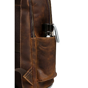 LANNSYNE Men's Vintage Full Grain Leather Backpack for 16" Laptop Travel Hiking Camping Rucksack