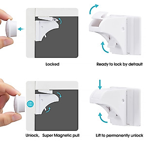 HZJD Magnetic Cabinet Locks Baby(4 Pack and 1 Keys)