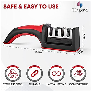 Knife Sharpeners for Kitchen Knives– Stainless Steel 4 in1 Kitchen Knife Sharpener – Ergonomic and Easy to Use Knife Sharpening Kit with 4 Stage Sharpening Slots