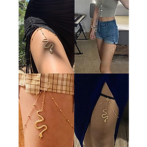 Gold Snake Thigh Chain for Women Snake Pendant Thigh Accessories Beach Boho Style Leg Chain Jewelry Halloween Costume Accessories