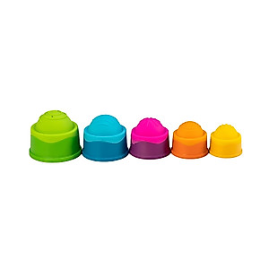 Fat Brain Toys Dimpl Duo Bundle - Silicone Popper Toy and Baby Stacking Cups Set