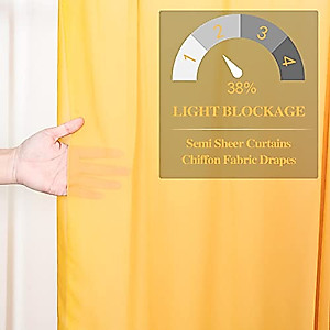 Chiffon Backdrop Curtain 5FTx9FT Gold Chiffon Fabric Drapes for Wedding Ceremony Chiffon Voile Curtains 2 Panels 29"x108" Photography Backdrop Drapes Party Stage Backdrop (29''x108''x2pcs, Gold)