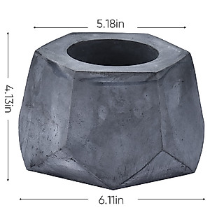 ROUNDFIRE Faceted Hex Concrete Tabletop Fire Pit - Fire Bowl, Portable Fire Pit, Small Personal Fireplace for Indoor and Garden Use