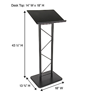 Kingdom KML7B Large Portable Lectern, Stand Up Church Pulpit, Slanted Lectern, Conference Podium for Speakers, Speeches and Other Occasions- Truss Lectern, Black Powder Coat Finish, Metal