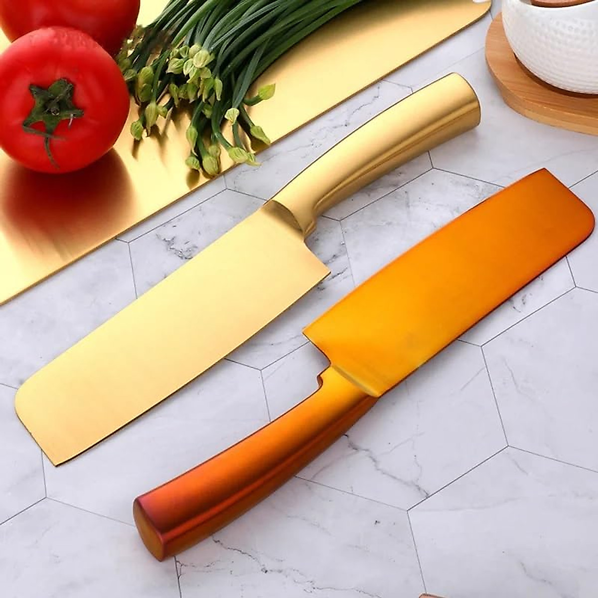 Cleaver Knife,Meat Cleaver, 6.3 Inch Kitchen Knives Stainless Steel Chef Knife Gold Fruit Vegetable Chopping Knife Kitchen Utensil Cooking Cleaver (Color : Rose Gold)