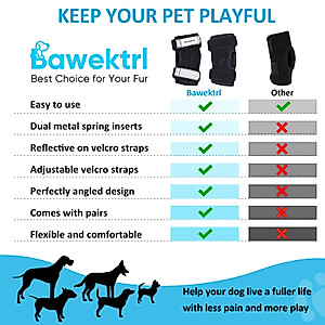 Dog Leg Braces for Rear Legs, Hock Brace for Back Legs with Metal Strips and Safety Reflective Straps for Short Legs, Joint Warps Support for Hind Legs Injuries Sprains Arthritis (XSmall)