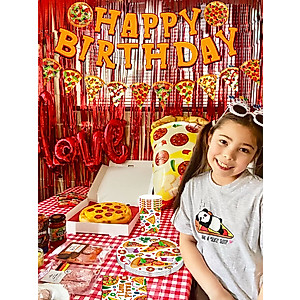 Roaring Good Time 12 PCS Pizza Party Favor Boxes Pizza Goodie Gift Treat Bags Pizza Themed Birthday Party Supplies Pizza Party Decoration Pizza Party Favor Bags