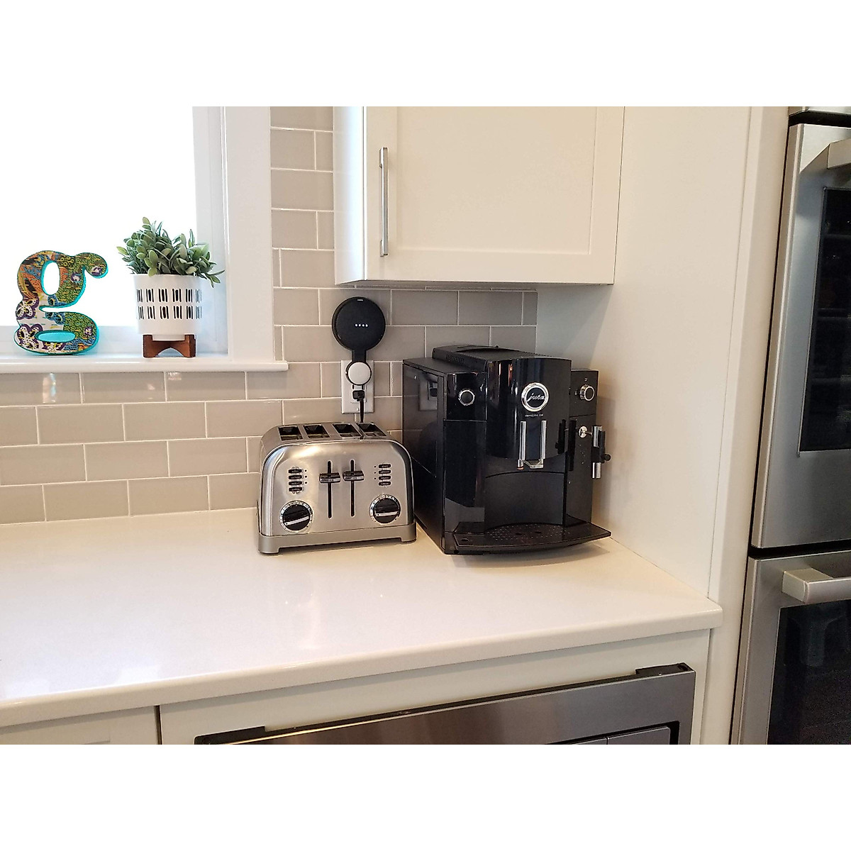 The Mini Genie for Google Nest Mini (2nd Gen) | Multi-Pack Disc. | Lowest Profile | No Ugly Bulk | Vertical or Horizontal | Outlet Wall Mount Hanger Stand (White, 1-Pack)