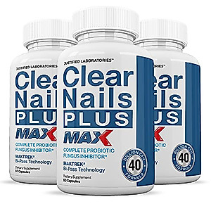 (3 Pack) Clear Nails Plus Max Pills 40 Billion CFU Probiotic Supports Strong Healthy Hair Skin Nails 180 Capsules