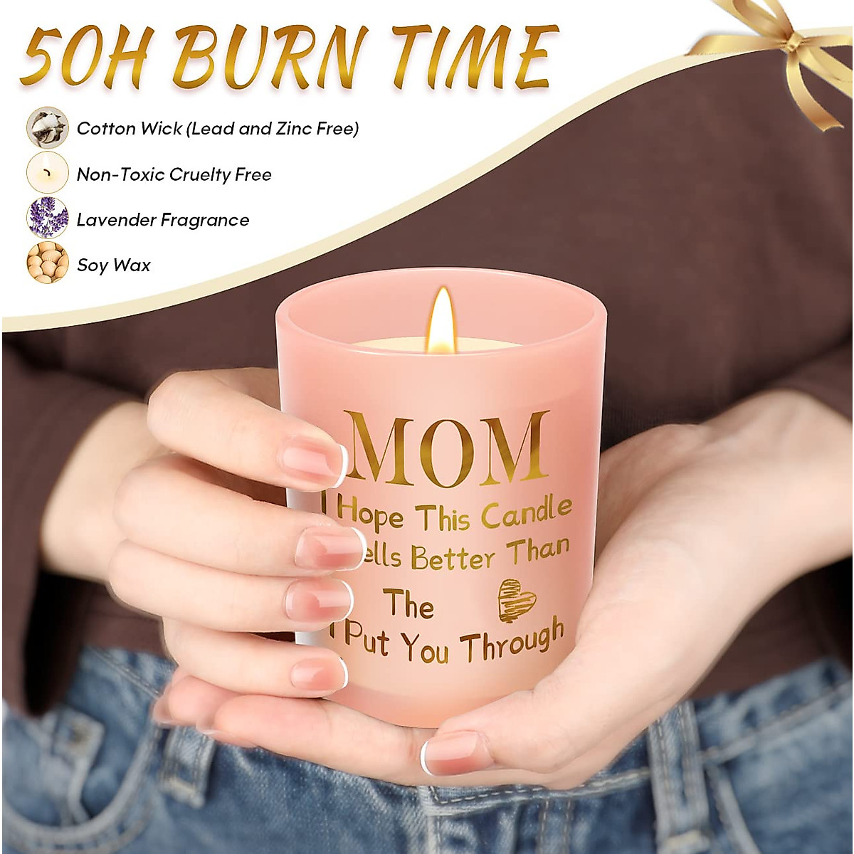 Gifts for Mom from Daughter Son, Handmade Candle Gifts for Mom, Unique Mother's Day Present, Funny Birthday Gifts for Mom, Mom Gifts,Mothers Day Gifts,Lavender Scented Candles(7oz)