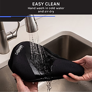 Domain Cycling Bike Seat Cushion - Ultimate Comfort, Fits Peloton Seat Cushion and Most Exercise and Spin Bikes, Padded Gel Bike Seat Cover to Make Peloton Bicycle Seat Comfortable, 10.5”x7” (Purple)