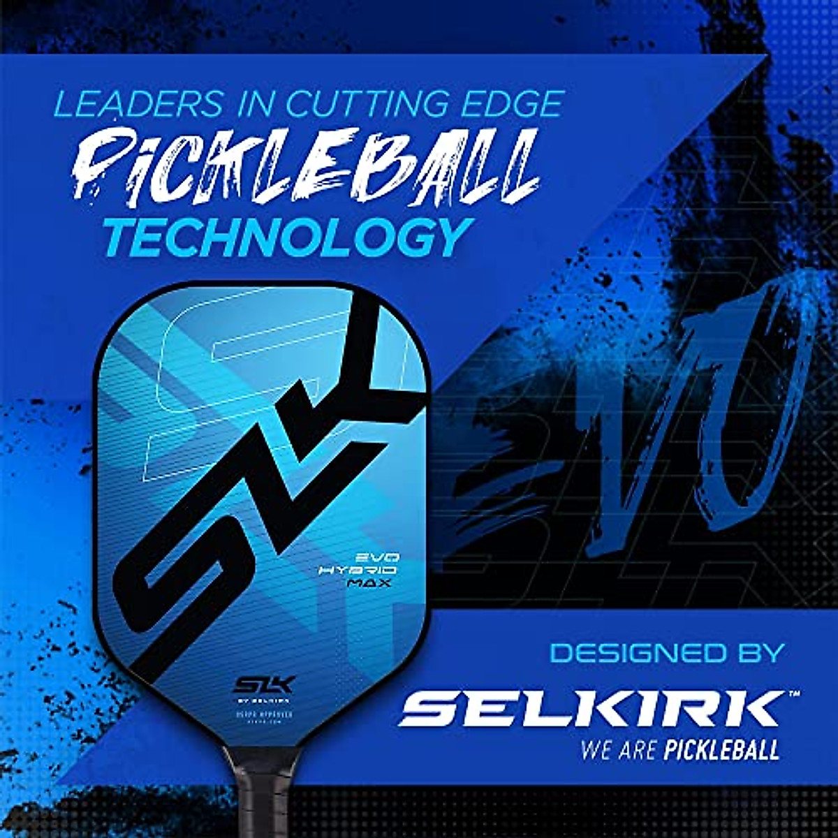 SLK Evo Hybrid Pickleball Paddle | Featuring C6-Flex Power Fiberglass Pickleball Paddle Face with a Rev-Core Power Polymer Core | Designed in The USA | Blue