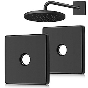 3.5 Inch Large Shower Arm Flange Square Plumbing Cover Plates Large Size Universal Replacement Escutcheon Cover Plate for Covering Gaps, Holes, Fits All Standard 1/2 Pipes (Black, 1 Pack)