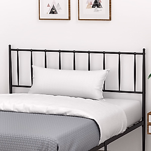 Amyove Queen Size Platform Bed with Metal Headboard, Bed Frame Mattress Foundation with Slat Support and 12.3" Storage Height No Box Spring Needed (Black + Metal, Queen)