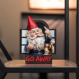 Go Away Rude Middle Finger Gnomes Statue Whimsical Grumpy Fantasy Naughty Gnome Figurine Flipping Off Guests Ceramic Resin Angry Dwarfs Fairy Garden Guardian Home Wall Tree Hanging Decor