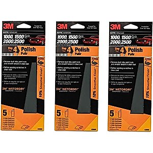 3M(TM) Wetordry(TM) Sandpaper, 03006, 3-2/3 in x 9 in, Assorted, 3 Pack