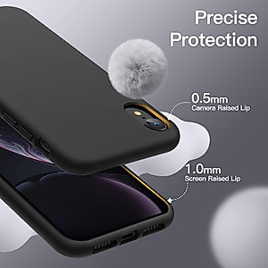 JETech Silicone Case for iPhone XR, 6.1-Inch, Silky-soft touch Full-Body Protective Case, Shockproof cover with Microfiber Lining, Black