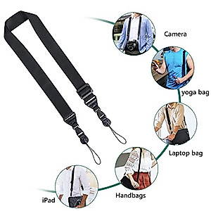 GEEKSDOM Adjustable Shoulder Strap for Laptop iPad Case Camera Duffle Bag Briefcase Comfort Neck Strap Nylon 32"-61"(Black)