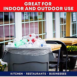 55 Gallon Clear Trash Bags, (50 Bags w/Ties) Large Clear Plastic Recycling Garbage Bags.