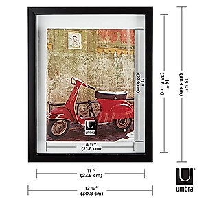 Umbra 316280-040 Floating Frame for Displaying Documents, Diploma, Certificate, Photo or Artwork, 11 x 14 8-1/2 x 11, Black