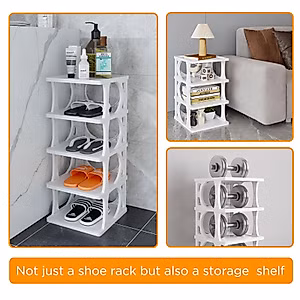 Jollebone Upgraded 14 Tier Shoe Storage, Flexible Combination Shoe Rack, Stackable Shoe Organizer for Closet Plastic Vertical Shoe Holder for Entryway Space Saving Narrow Shoe Cabinet (Black)