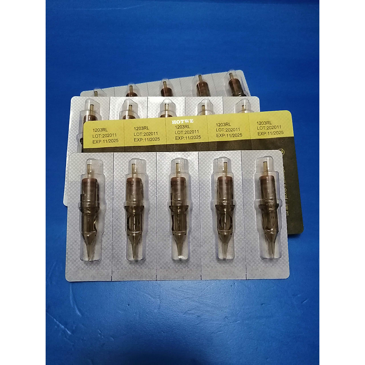 HOTWELL Cartridge Needles for Microblading Machine 0.35mm #12 Professional Disposable Semi Permanent Makeup Supply for HELLO Pen Round Liner 20pcs (1RL)