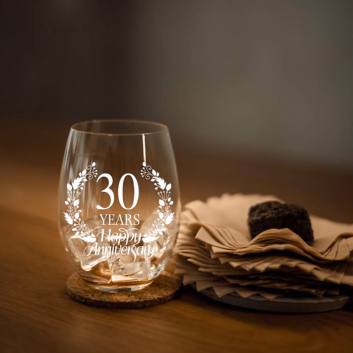 Perfectinsoy 30 Years Happy Anniversary Wine Glass Set of 2, 30th Anniversary Wedding Gift For Mom, Dad, Wife, Soulmate, Couple, Funny Vintage Unique Personalized, 30 Years Gifts ?,New