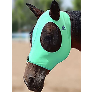 Mask Tech Horse Fly Mask Elasticity Breathable Fabric with UV Protection Soft Mesh for Horse Summer Mint L