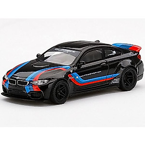 TSM Model M4 LB Works Black with M Stripes Limited Edition to 7800 Pieces Worldwide 1/64 Diecast Model Car by True Scale Miniatures MGT00306, MGT00306-MJ