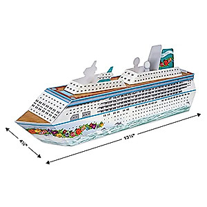 Beistle Three Dimensional Cruise Ship Table Centerpiece – Nautical Decorations – Bon Voyage Ocean Theme Party Supplies, 13.25", Multicolor