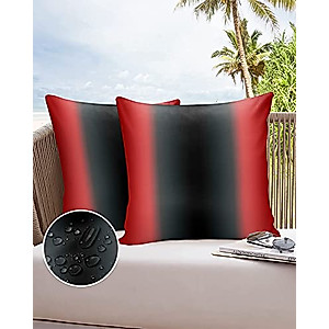 Litter Star Outdoor Throw Pillow Covers Waterproof Pillow Cases 16x16 Red to Black Gradient Ombre Decorative Pillow Covers Cushion Cases for Couch Sofa Patio Garden 2 Pack Merry Christmas Theme