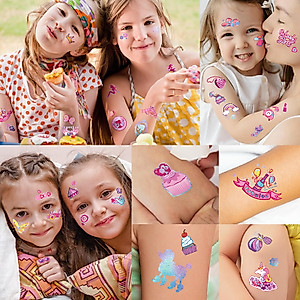 Waterproof Temporary Tattoos - 143pcs Groovy Fake Tattoo for Girls Birthday Party Favors, Princess Rainbow Shoes Power DIY Arts and Crafts Home Activity for Kids 6 7 8 9 10 11 12 years old