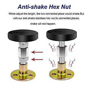 4PCS Bed Frame Anti-Shake Tools,Adjustable Bed Frame headboard stoppers AntiShake Fixer,with 8 Hex Nuts No More Wobble,Telescopic Support Stabilizer for Room Wall,for Beds Sofas Cabinets,Easy Install