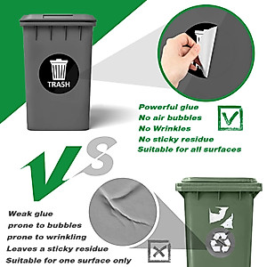 Sukh 6 PCS Trash Sticker - Recycle Stickers for Trash Can Adhesive Trash Sign Trash Can Labels Trash and Recycling Stickers for Trash Can for Trash Cans Indoor & Outdoor (Black)