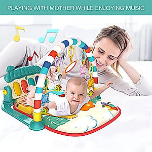 Lcasio Musical Baby Gyms Play Mats Musical Activity Mat Piano Baby Play Gym Tummy Time Padded Mat for Baby Newborn Toddler Infants (Green)