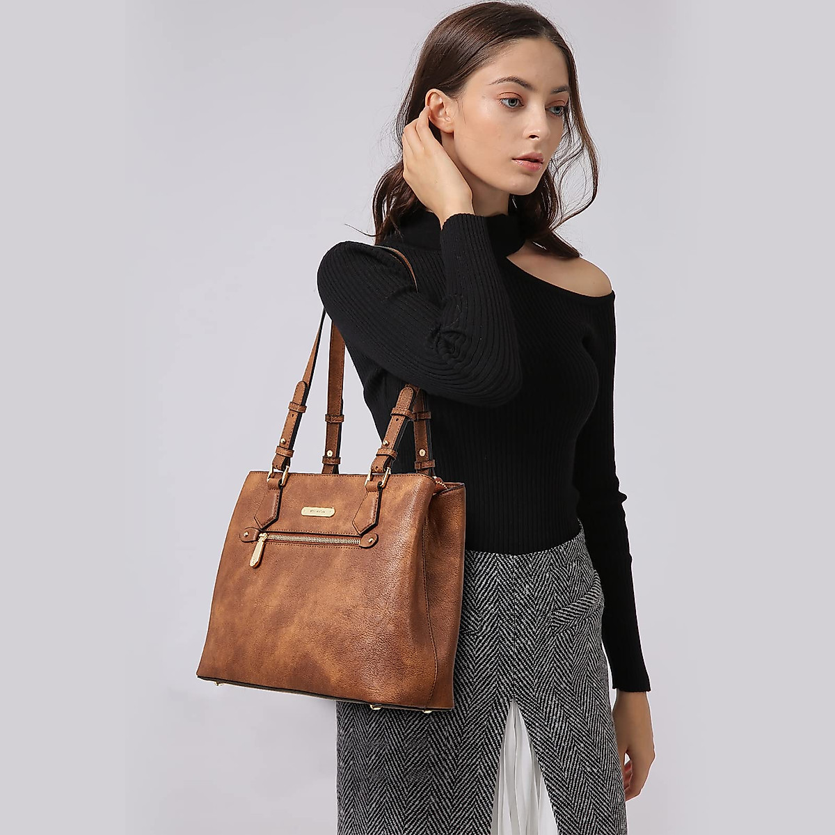 BOSTANTEN Women Handbag Leather Shoulder Bags Soft Designer Top Handle Purses Retro Brown