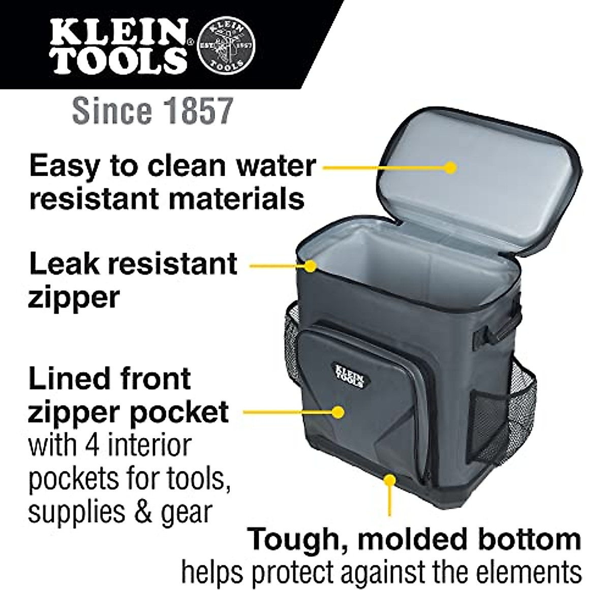 Klein Tools 80126 Cooler Backpack and Ice Pack Set, 30 Cans, Insulated, Rugged, Ideal for Jobsites, Hunting, Camping or The Beach, 3-Piece