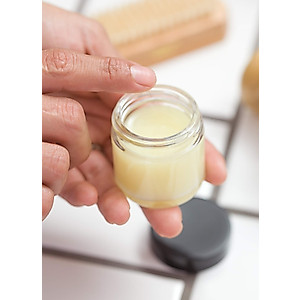 1 oz / 30 ml Clear Thick Wall Glass Straight Sided Jar with Black Smooth Lids (12 Pack) Airtight, Smell Proof