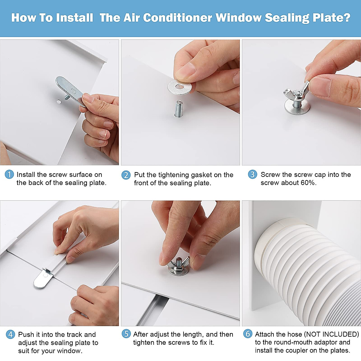 Portable Air Conditioner Window Kit, with Adjustable Window Seal for AC Unit, AC Window Vent Kit, Sliding Window Air Conditioner Kit for Doors Windows and 5.9 inch Diameter Exhaust Hose
