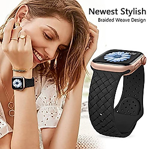 Sport Bands Compatible with Apple Watch Band 40mm 44mm 38mm 42mm 41mm 45mm 49mm Women Men,Soft Silicone Waterproof Strap Wristband for iWatch Series Ultra 8 7 6 5 4 3 2 1 SE,Black