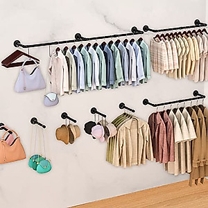 Industrial Pipe Closet Rod-13.45 Inch Wall Mounted Industrial Pipe Clothing Rack Heavy Duty Pipe Shelves for Hanging Clothes Coats Laundry Room Organizer Storage Hanger Shelf Space Saving (4Pcs )