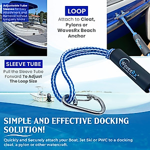 Premium Bungee Dock Line for Boats & PWC - DockingPal | Elastic Mooring Rope Stretches to Absorb Shocks & Prevent Damage to Your Watercraft | Safer Docking for Your Boat, Jet Ski, Pontoon or Kayak