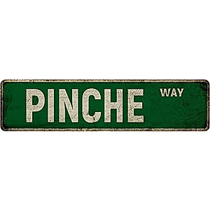 KONMPFEY Vintage Wall Decoration PINCHE WAY Funny Street Sign Metal Sign Wall Decor For Bedroom Home Bar Garage Kitchen Art Sign