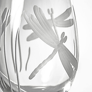 Rolf Glass Dragonfly All Purpose Wine Glass 18 ounce - Stemmed Wine Glasses Set of 4 – Lead-Free Glass- Etched Large Wine Glasses - Made in the USA - A Classic