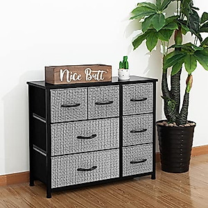 AZL1 Life Concept Dresser Storage Furniture Organizer-Large Standing Unit for Bedroom, Office, Entryway, Living Room and Closet-7 Removable Fabric Drawers, Black and White