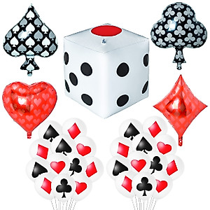 Casino Party Decorations Balloons 29pcs Dice Balloon Playing Cards Balloons Casino Foil Latex Balloons Casino Party Supplies for Las Vegas Party, Poker Events, Casino Night Birthday Party Decorations